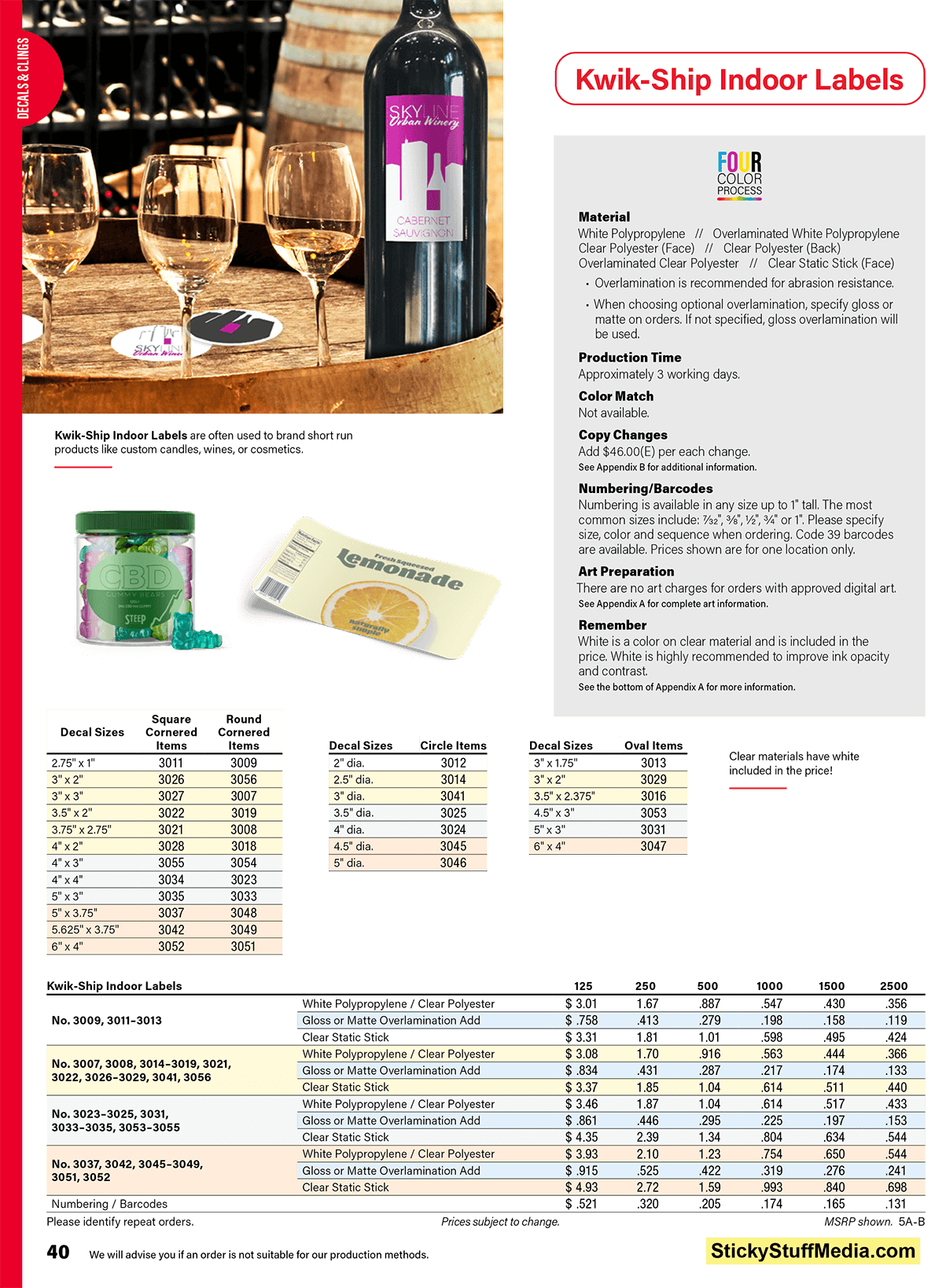 Kwik-Ship Indoor Labels
