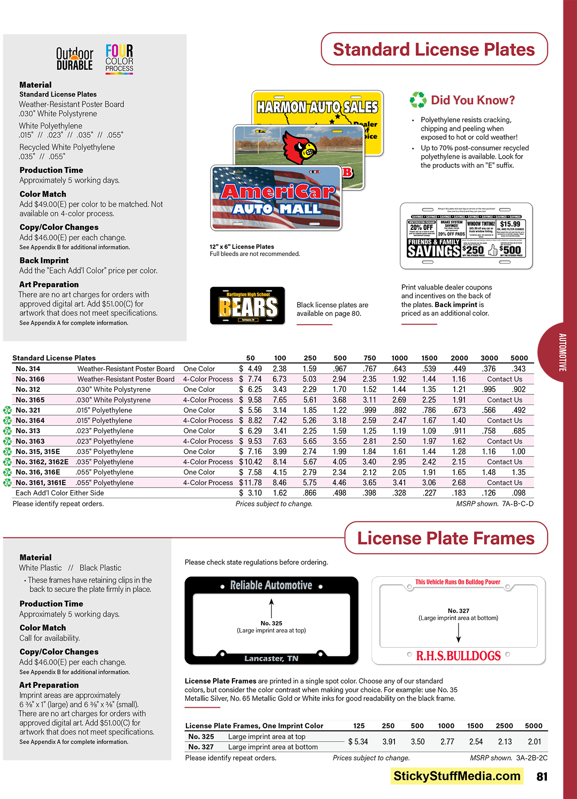 Standard License Plates